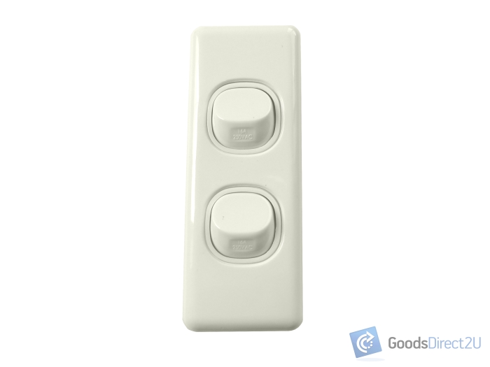 Light Switch, Narrow - 2 Gang - Vertical - 10A - GoodsDirect2U - NZ ...